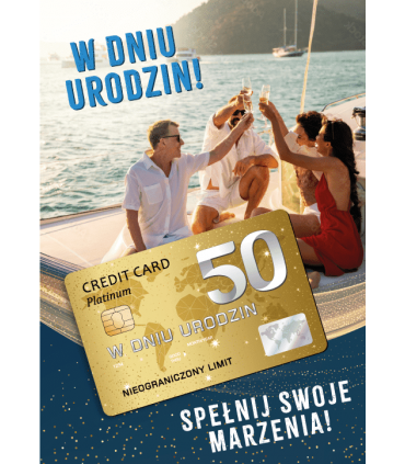 Kartka na 50 urodziny z Platynową kartą kredytowa GIFT174